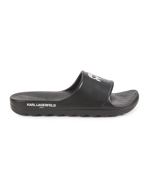 Karl Lagerfeld Logo Slides in Brown for Men | Lyst