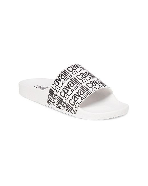 Cavalli Class by Roberto Cavalli Logo Pool Slides in White for Men | Lyst