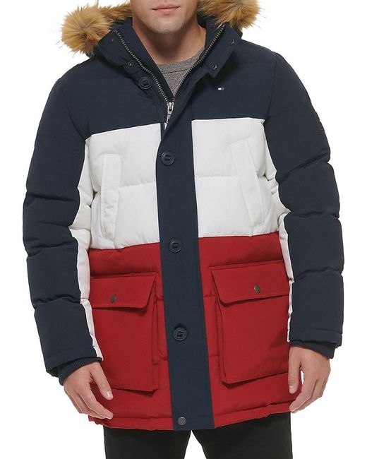 Tommy Hilfiger Artic Faux Fur Trim Hood Puffer Jacket in Green for Men ...