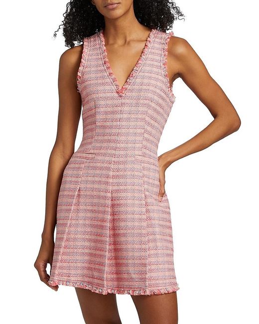 Cinq À Sept Matilda Tweed A-Line Minidress in Pink | Lyst UK