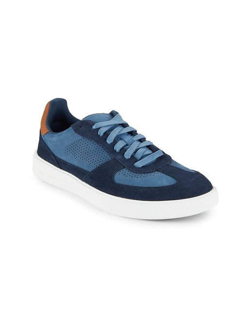 Cole Haan Perforated Wingtip Leather Sneakers in Blue for Men | Lyst