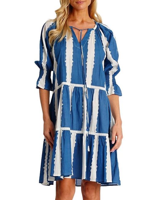 La Moda Clothing Keyhole Neckline Cover-Up Minidress in Blue | Lyst