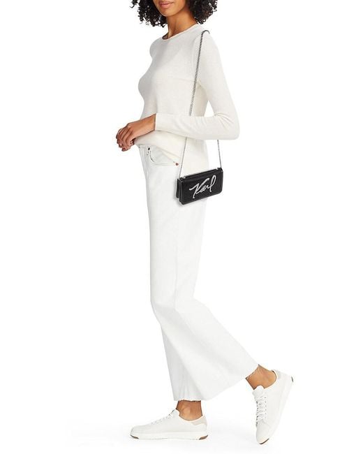 Karl Lagerfeld Kosette Signature Rhinestone Wallet On Chain in Black | Lyst