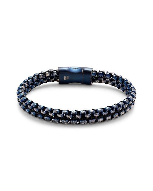 Esquire Ip Stainless Steel & Rolo Chain Bracelet in Blue for Men | Lyst