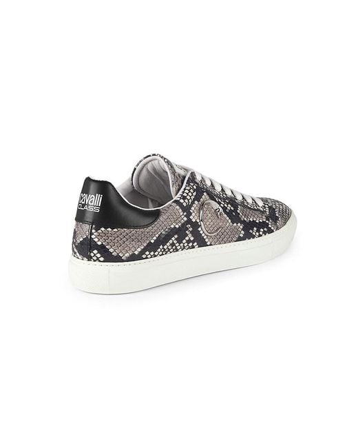Cavalli Class by Roberto Cavalli Python Embossed Leather Low Top ...
