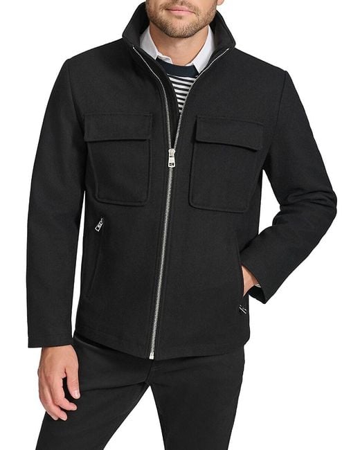 Calvin Klein Wool Blend Jacket in Black for Men | Lyst