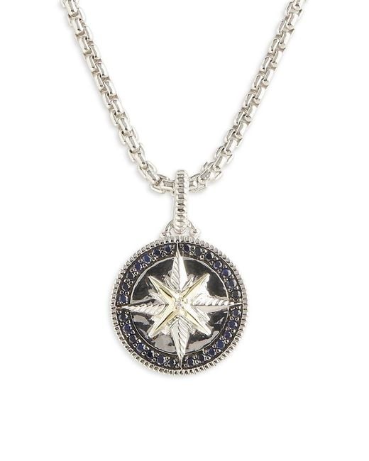Effy 14K & 0.40 Tcw Diamond And Sapphire Compass Pendant Necklace in ...