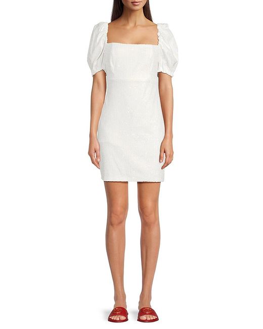 Bebe Puff Sleeve Sheath Minidress in White | Lyst
