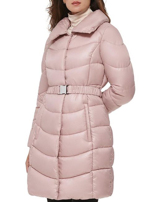 Kenneth Cole Longline Puffer Jacket in Pink | Lyst UK