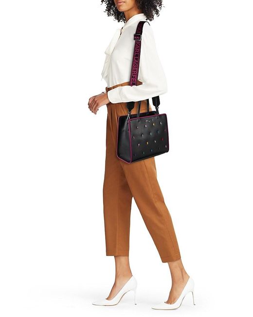 Karl Lagerfeld Maybelle Logo Satchel in Black | Lyst