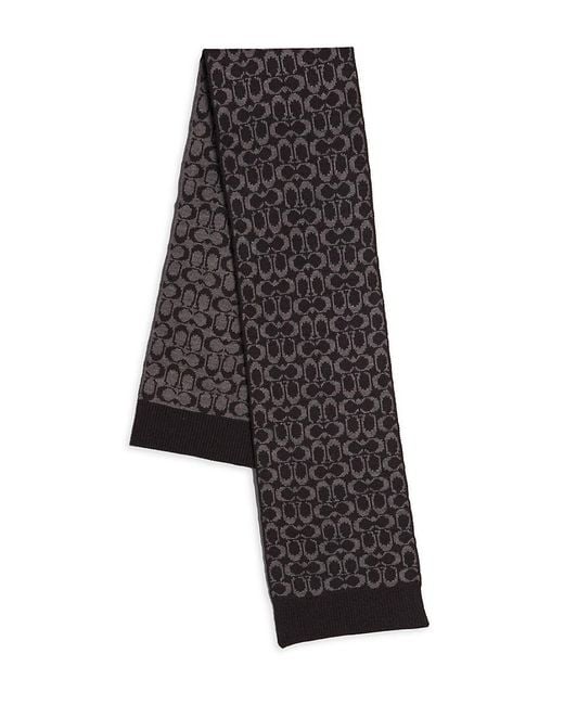 COACH Monogram Wool Blend Scarf in Black for Men | Lyst
