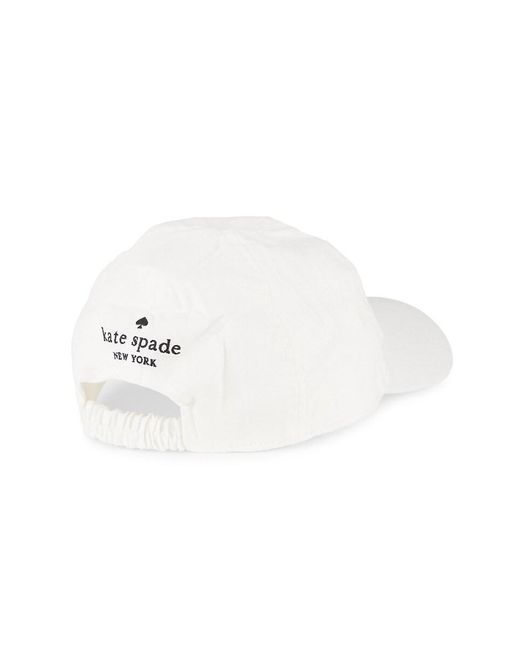 Kate Spade Linen Logo Baseball Cap in White | Lyst
