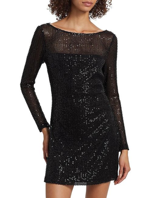 Ramy Brook Forrest Sequined Mesh Minidress in Black | Lyst UK