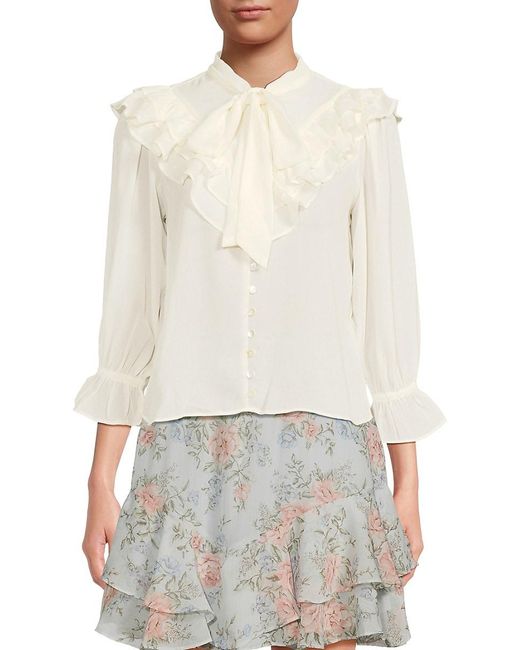Walter Baker Davina Ruffle-Trim Top in White | Lyst UK