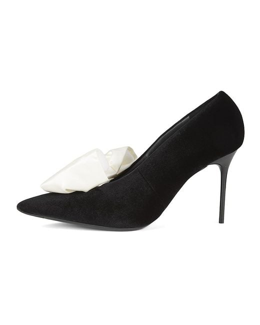 Balmain Clara 100Mm Bow-Embellished Point-Toe Pumps in Black | Lyst UK