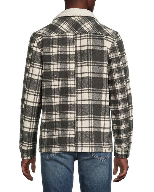 Wesc Liam Faux Shearling Mixed Plaid Jacket in Gray for Men | Lyst