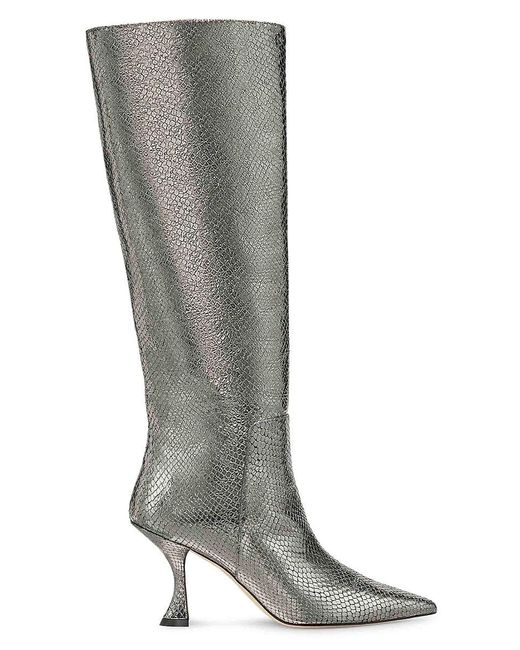 Stuart Weitzman 85mm Xcurve Python-embossed Leather Knee High Boots in ...