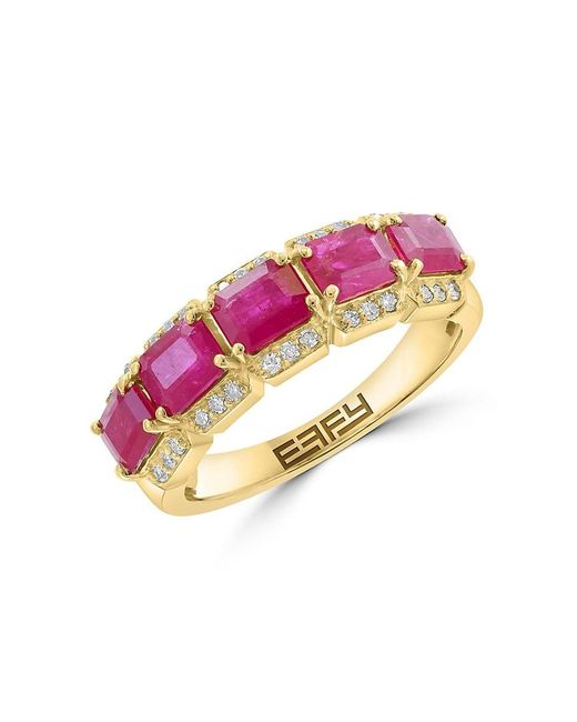 Effy 14K, Ruby & Diamond Band Ring in Pink | Lyst