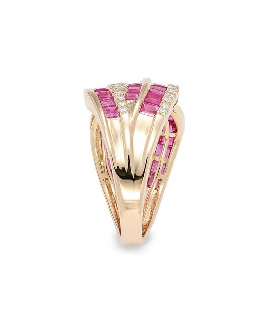 Effy 14K Gold Ruby Diamond Ring in Pink | Lyst