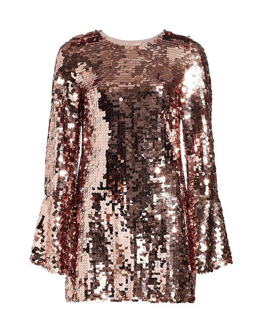 LoveShackFancy Graceland Annabella Sequined Bell-Sleeve Minidress in ...