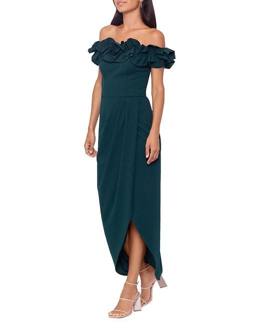 Xscape Ruffle Off Shoulder Wrap Dress in Purple | Lyst