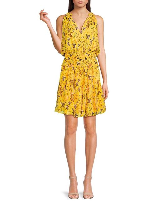 A.L.C. A. L.C. Courtney Silk Mini Dress in Yellow | Lyst