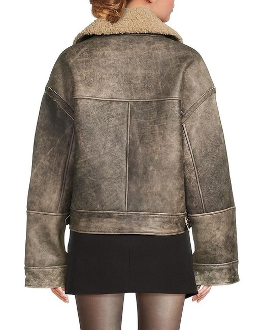 Walter Baker Faux Shearling-Lined Leather Jacket in Brown | Lyst