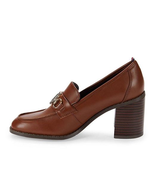 Tommy Hilfiger Hazen Stacked Heel Pumps in Brown | Lyst