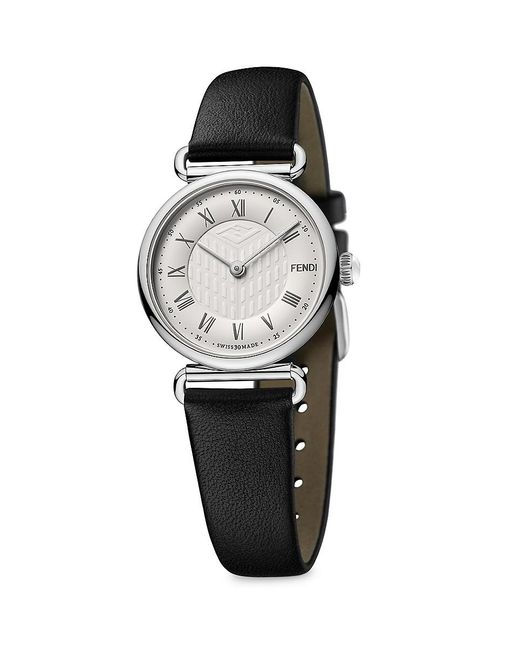 Fendi Palazzo 29mm Stainless Steel Case & Leather Strap Watch in White ...