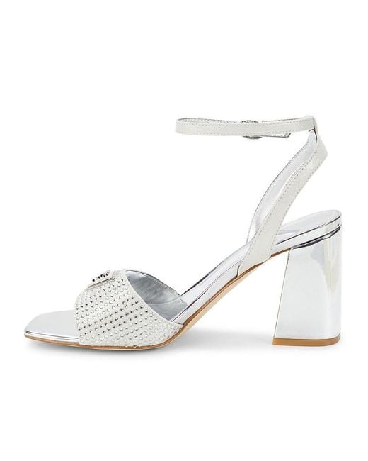 Guess Gelya Studded Block Heel Sandals in White | Lyst