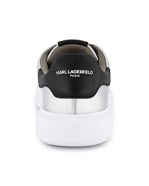 Karl Lagerfeld Metallic Leather Sneakers With Embroidered Karl Profile ...