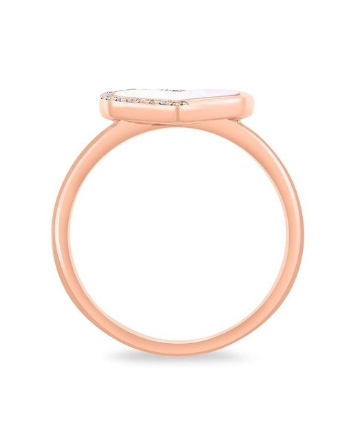 Effy 14K Rose, Mother Of Pearl & Diamond Heart Ring in White | Lyst