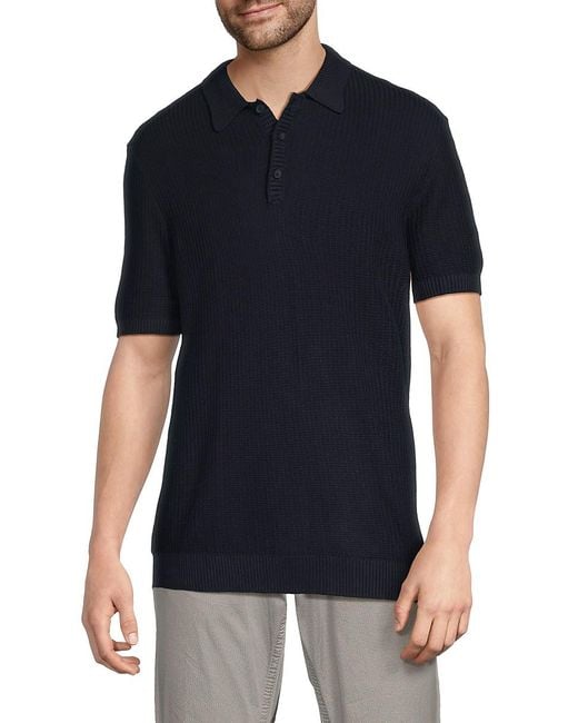 Kenneth Cole Textured Polo Shirt in Natural for Men | Lyst