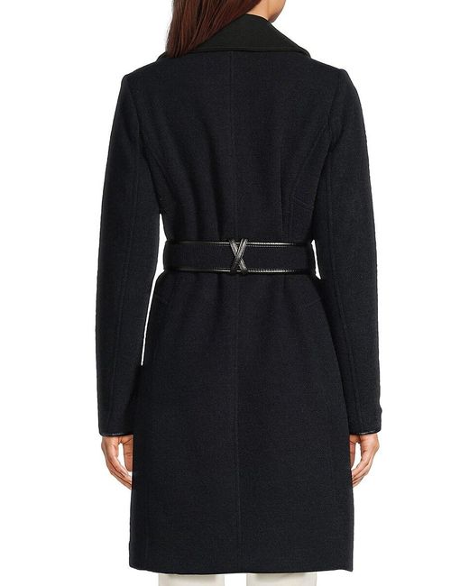 Guess Wool Blend Longline Trench Coat in Black | Lyst