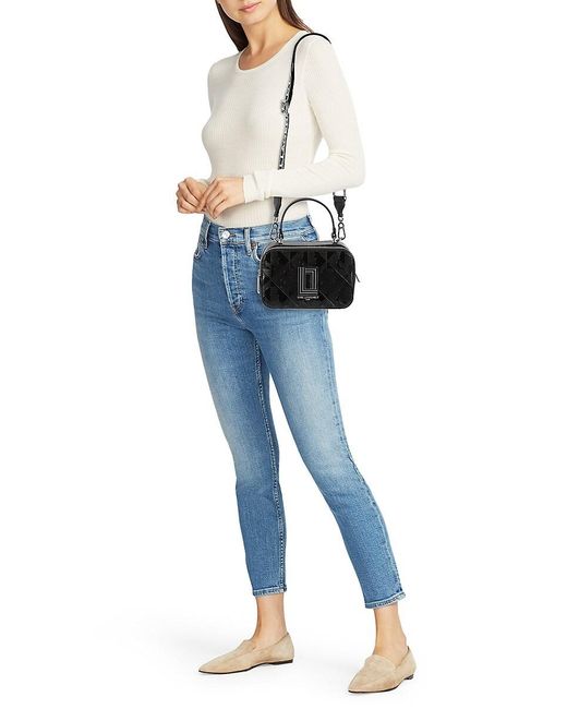 Karl Lagerfeld Simone Logo Leather Camera Top Handle Bag in Black | Lyst