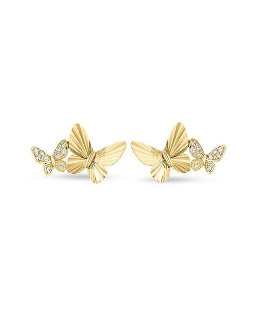Effy Diamond Butterfly Stud Earrings in Metallic | Lyst