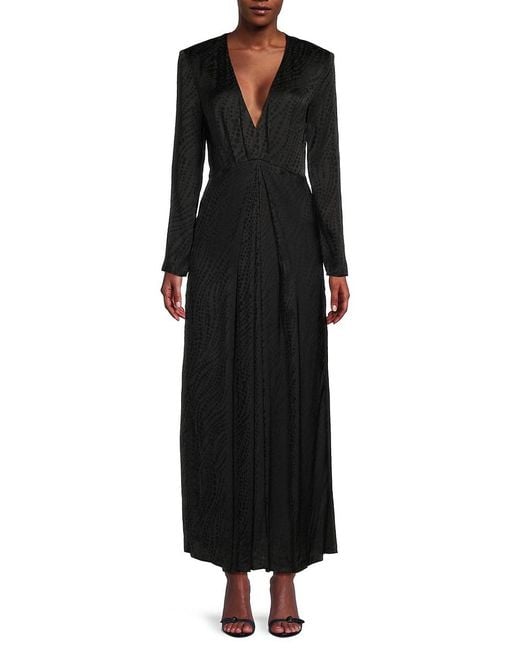 The Kooples Dot Jacquard Empire Waist Maxi Dress in Black | Lyst