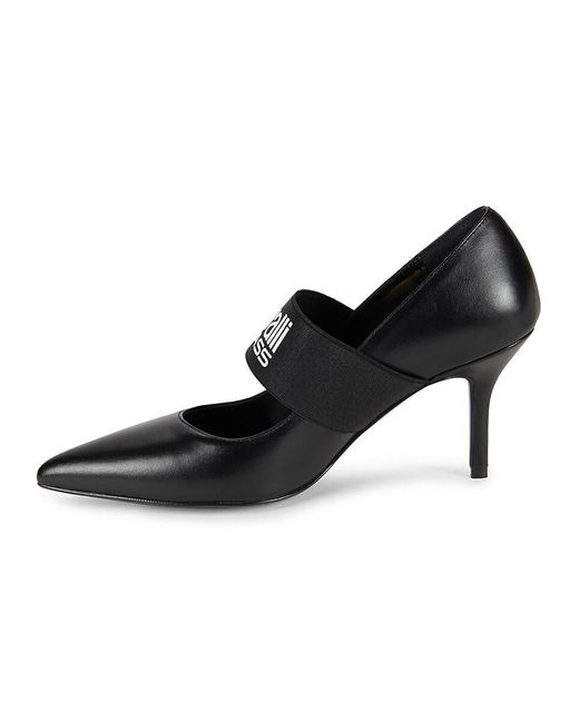 Cavalli Class by Roberto Cavalli 76Mm Leather Logo Pumps in Black | Lyst