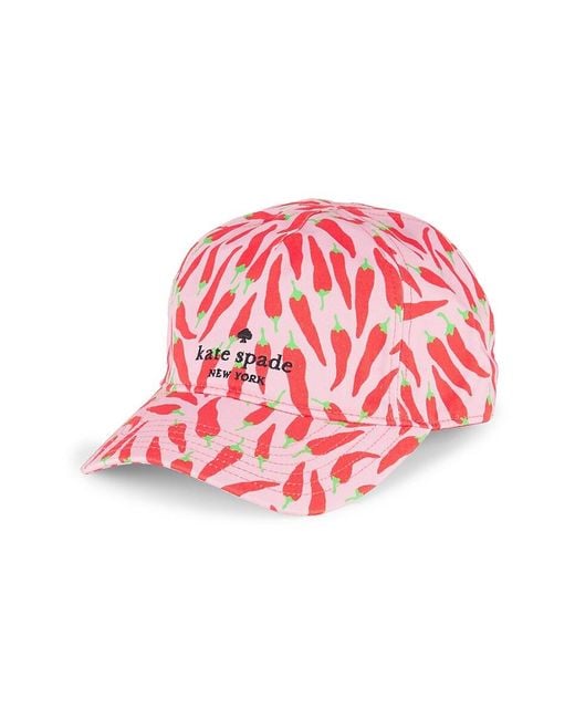 Kate Spade Peppers Graphic Cotton Baseball Cap in Red | Lyst UK