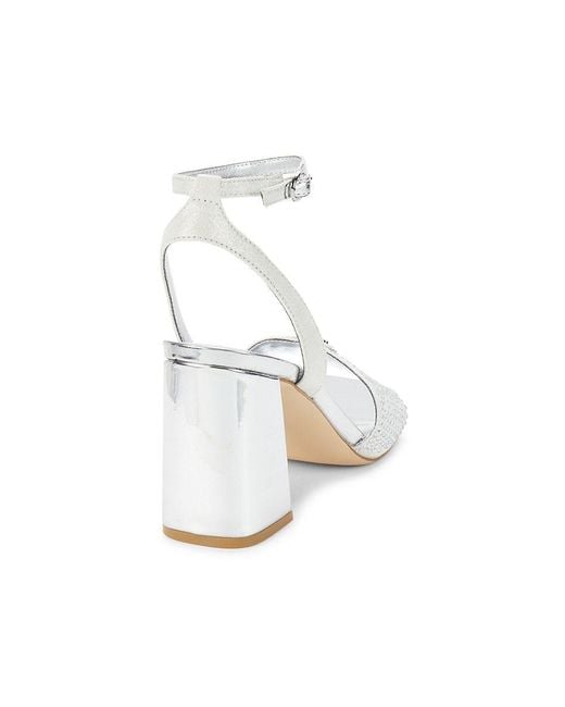 Guess Gelya Studded Block Heel Sandals in White | Lyst