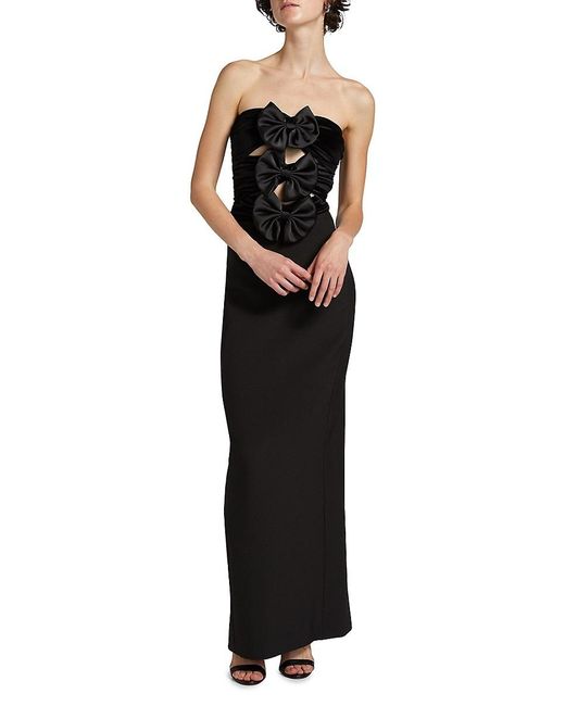 Ronny Kobo Constance Bow Cut-Out Column Gown in Black | Lyst UK