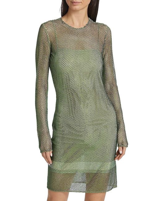 Stella McCartney Netted Hot-Fixed Minidress in Green | Lyst