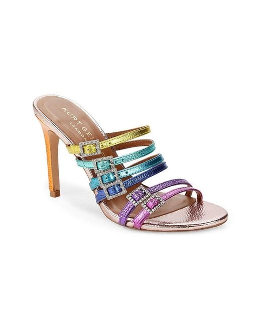 Kurt Geiger Pierra Rainbow Leather Heel Sandals in White | Lyst