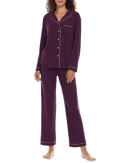 Flora Nikrooz 2 Piece Annie Solid Pajama Set In Purple Lyst