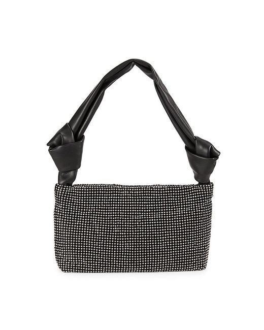 La Regale Crystal Mesh Top Handle Bag in Black | Lyst