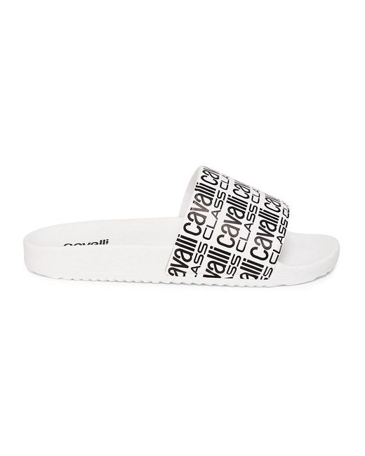 Cavalli Class by Roberto Cavalli Logo Pool Slides in White for Men | Lyst