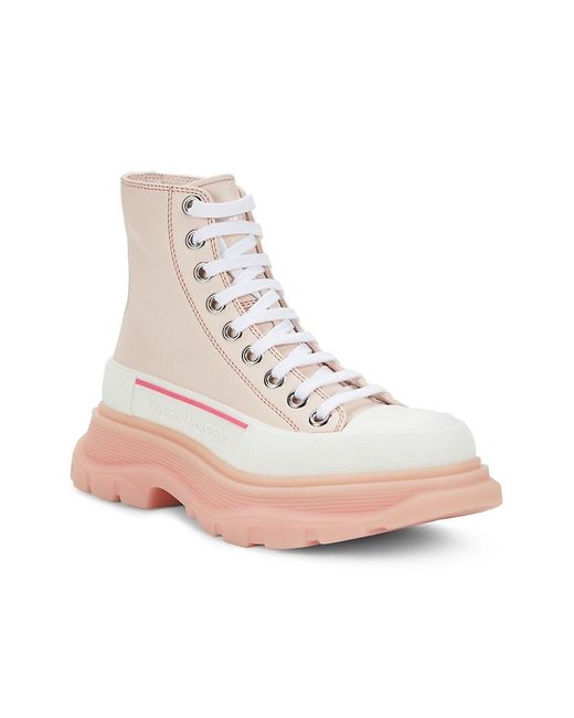 McQueen Colorblock High-Top Sneakers in Natural | Lyst