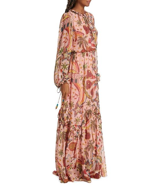 FARM Rio Folk Party Maxi Dress in Pink | Lyst