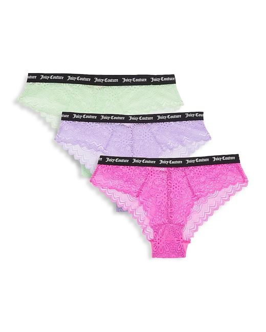 Juicy Couture 3 Pack Logo Lace Bikini Panties In Pink Lyst Canada
