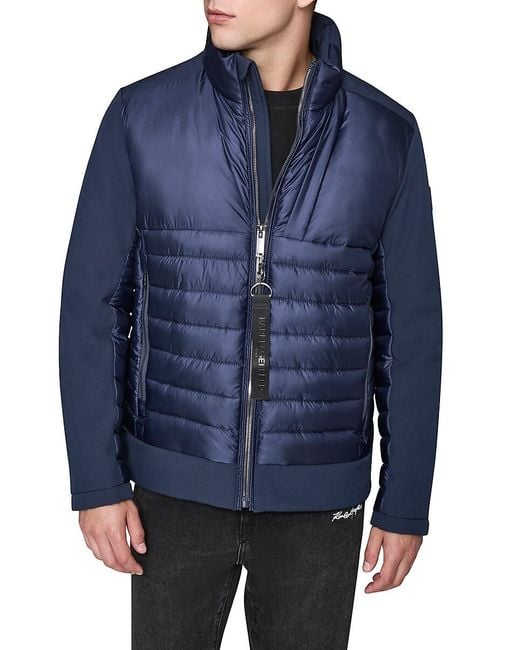 Karl Lagerfeld Mixed Media Quilted Regular-Fit Jacket in Blue for Men ...